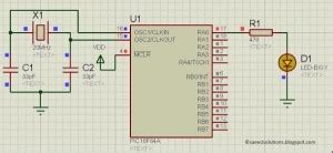 PIC F A LED Blinking Code Proteus Simulation