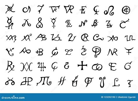 Isolated Alchemical Symbols On White Background Vector Illustration