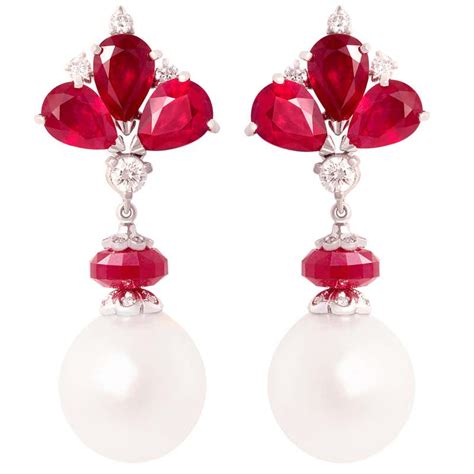 Ella Gafter Ruby Diamond Drop Earrings For Sale At 1stdibs
