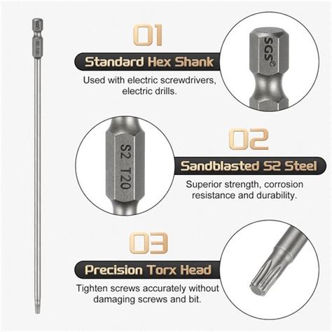 Allecto Plus 3 Delige T20 Torx Bitset 14 Inch Zeskantige Schacht 8