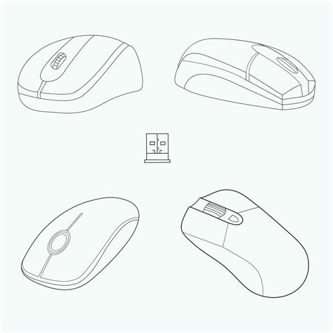 Computer Mouse Bluetooth Mouse Optical Mouse Vector Line Art Design 33192384 Vector Art At