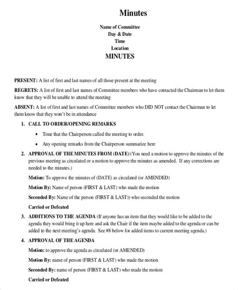 22 Business Minutes Templates Free Sample Example Format Download