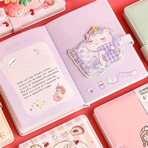 A6 Lovely Cartoon Magnetic Le Notebook Waterproof Pu Temu