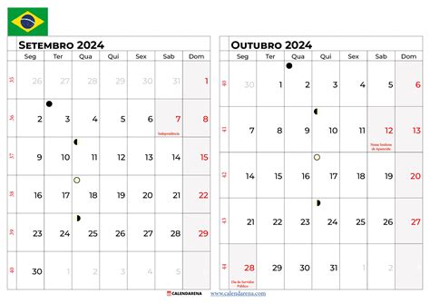 Calendário Outubro 2024 Brasil