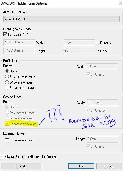 Cant Export Sections Lines On A Seperate Layer In Su 2019 Sketchup Sketchup Community