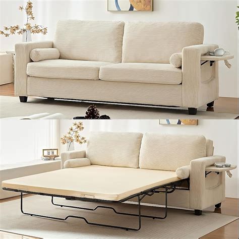 Mjkone 82 Width Queen Size Pull Out Sofa Bed 2 In 1 Convertible