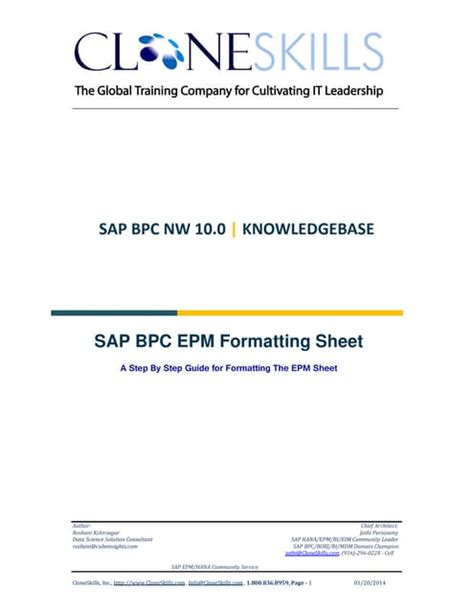 Step By Step Guide To Formatting The Sap Bpc Epm Sheet Pdf