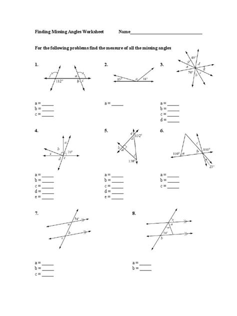 Finding Angle Measures Worksheet Printable Calendars At A Glance