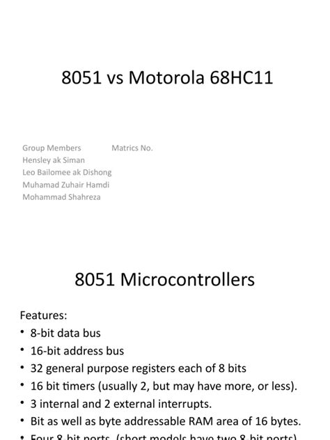 8051 Vs Motorola 68hc11 Pdf Microcontroller Electronic Design
