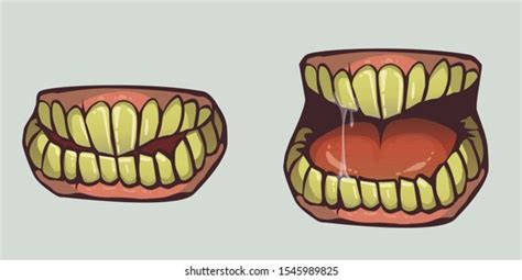 Creepy Teeth Vector Cartoon Illustration Open Stock Vector Royalty