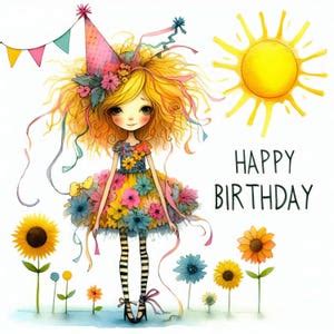 Quirky Summer Birthday Clip Art Bundle Digital Download Digital
