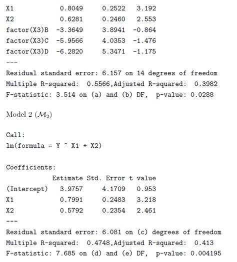 solved 3 the below shows the r outputs from two linear