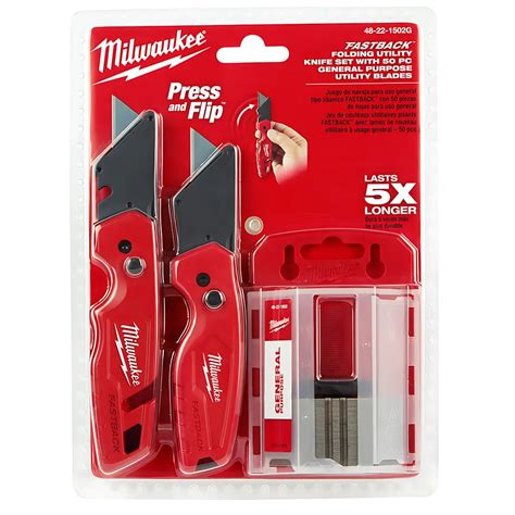 Fastback™ Folding Utility Knife Set With 50pc General Purpose Utility