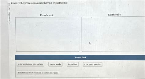 Solved A ﻿classify The Processes As Endothermic Or