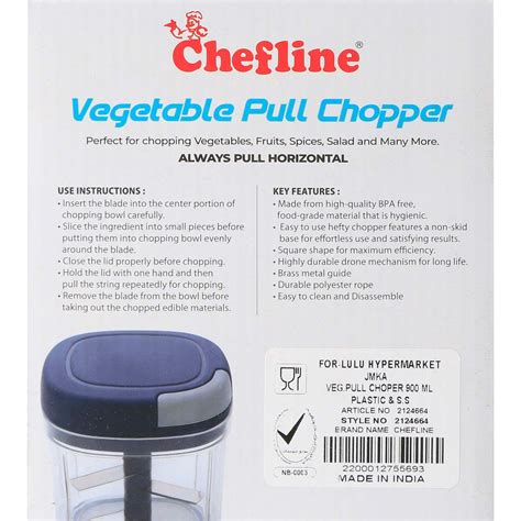 Chefline Vegetable Pull Chopper 900 Ml Indpj Online At Best Price