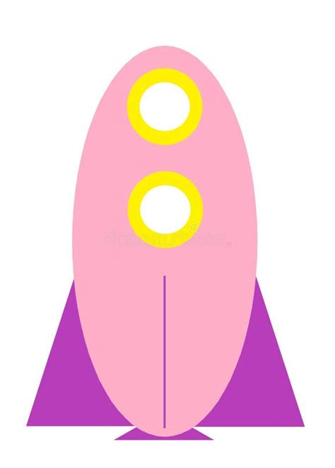 Ilustración De Un Cohete Rosa Rosado Con Fondo Blanco De Aletas Magenta Violeta Stock De