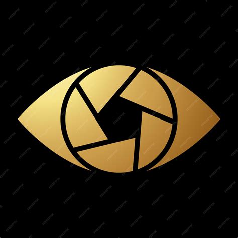 Premium Vector Gold Abstract Shutter Eye Icon On A Black Background