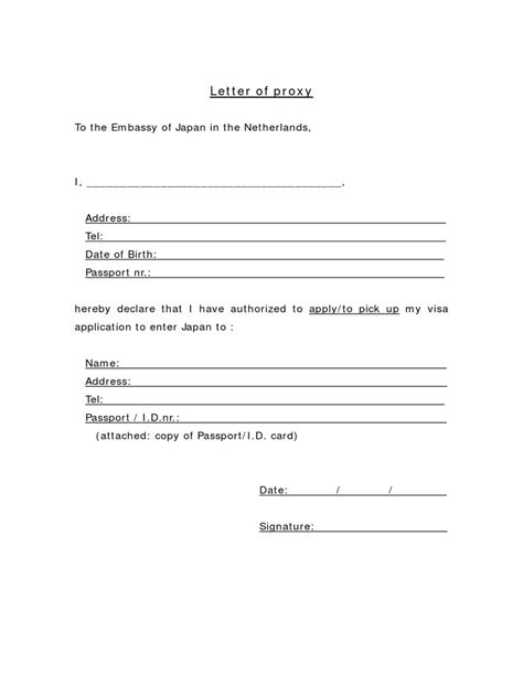 Letter Of Proxy For Japan Visa Application Pdf