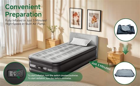 Sebor Twin Air Bed With Built In Pump 18 Durable Self