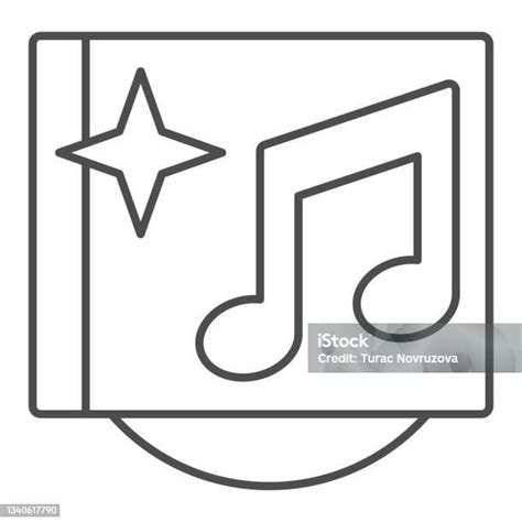 스타와 노트 얇은 라인 아이콘 사운드 디자인 개념 흰색 배경에 음악 앨범 벡터 기호 모바일 개념 및 웹 디자인을위한 개요 스타일 아이콘과 뮤지컬 Cd 커버 벡터 그래픽 10