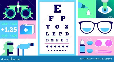 Optometry Examining The Eyes Stock Vector Illustration Of