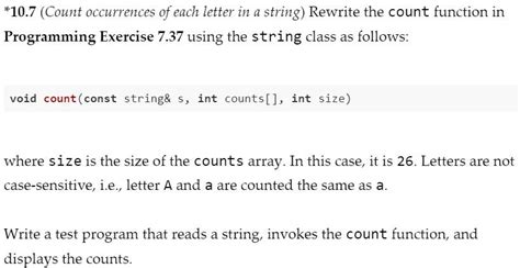 Solved 107 Count Occurrences Of Each Letter In A String