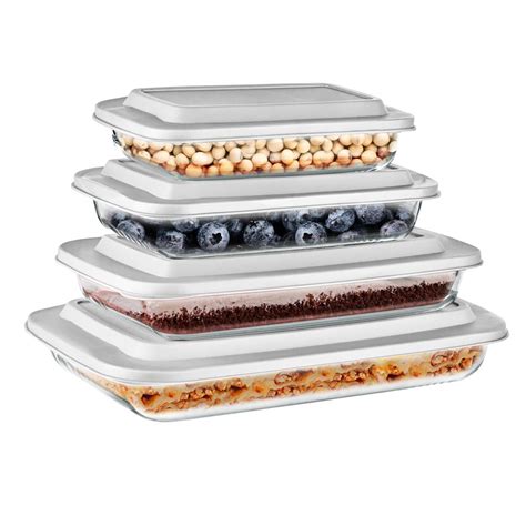 Serenelife 4 Sets Of High Borosilicate Rectangular Glass Bakeware W Pe