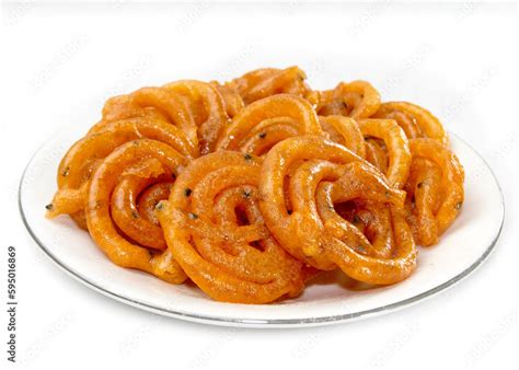 Crispy Sweet Jalebi Jilapi Zulbia Mushabak Or Zalabia In White Oval