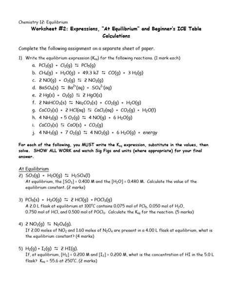 Equilibrium Ice Pdf Chemical Equilibrium Applied And