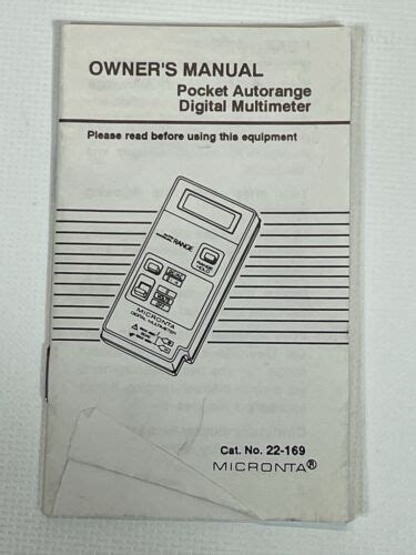 Micronta 22 169 Pocket Auto Range Digital Multimeter Manual Only Ebay