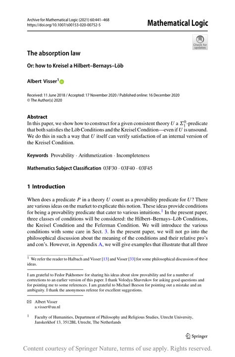 Pdf The Absorption Law