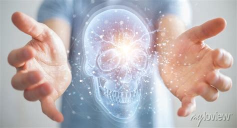 Man Using Digital X Ray Skull Holographic Scan Projection D Wall Stickers Test Businessman