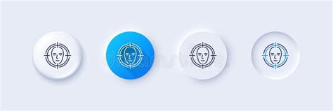 Face Detect Target Line Icon Head Recognition Sign Line Icons Vector