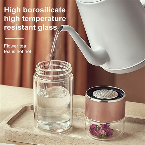 Hariumiu Glass Tea Infuser Double Layer Insulation Tea Maker Leak Proof Portable Travel Tea Cup