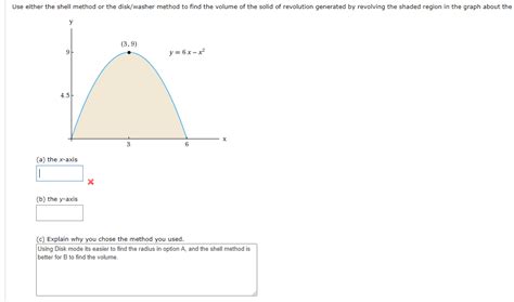 Solved Use Either The Shell Method Or The Disk Washer Method Chegg Com