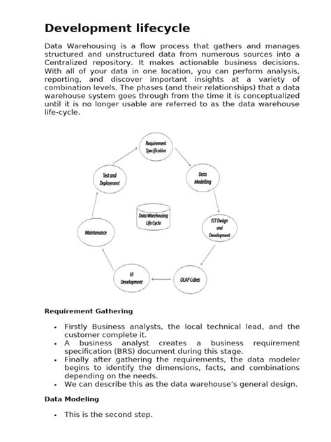 Development Lifecycle Pdf Data Warehouse Information Management