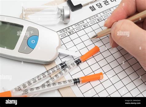 Glaucometer And Insulin Syringe Lancing Device Tester Strip On White