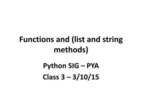 Functions List And String Methods Pptx