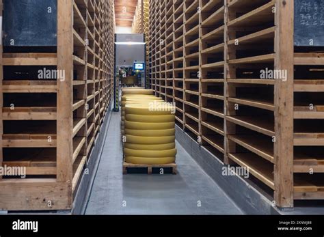 Aging Rooms With Many Shelves In Cheese Caves Central Location For