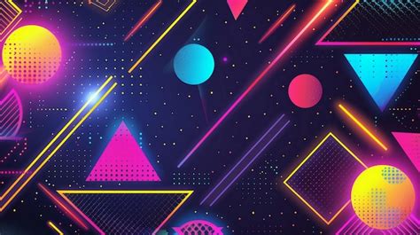 Abstract 80s Trendy Geometric Background Neon Colors Premium Ai