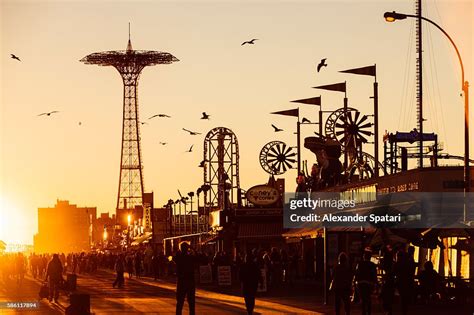 The Coney Island Boardwalk At Sunset Brighton Beach Brooklyn New York