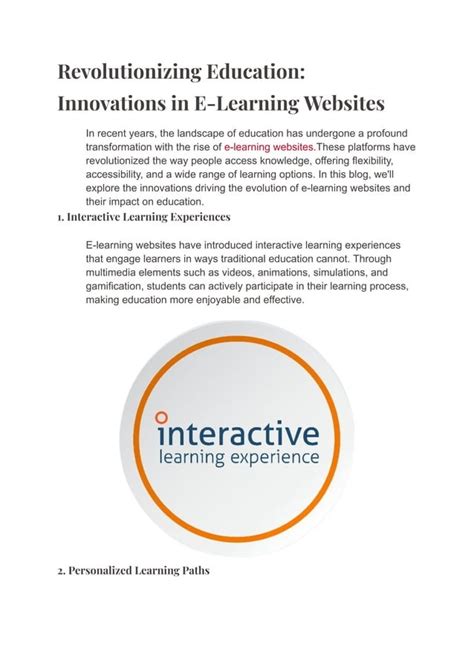 Revolutionizing Education Innovations In E Learning Websitespdf