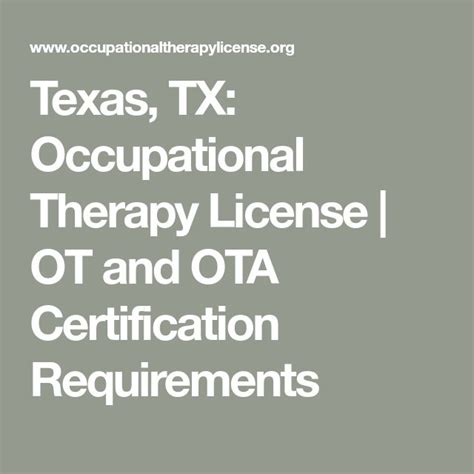 Texas Occupational Therapy License And Certification Requirements