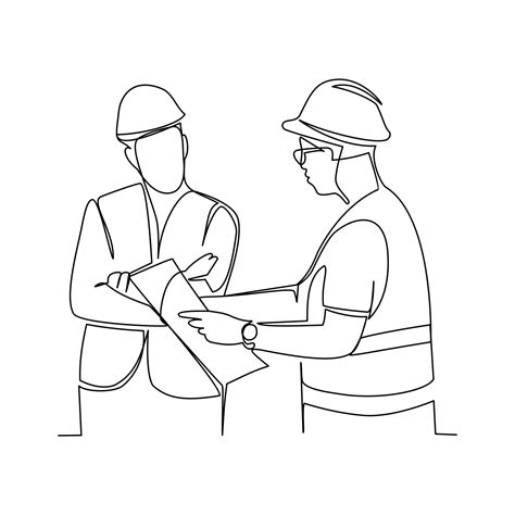Engineers Vector Illustration Drawn In Line Art Style 21039476 Vector