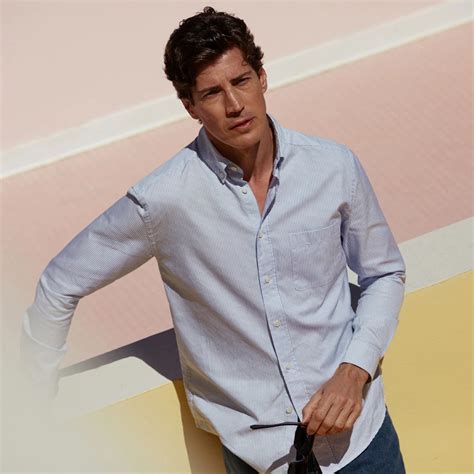 Light Blue Striped Oxford Shirt Eton