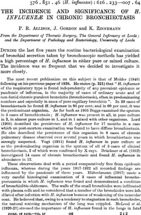 The Incidence And Significance Of H Influenzæ In Chronic