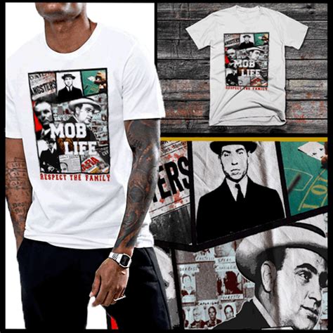 Gangster T Shirt Mafia Mob Crime Boss Lucky Luciano Al Capone John