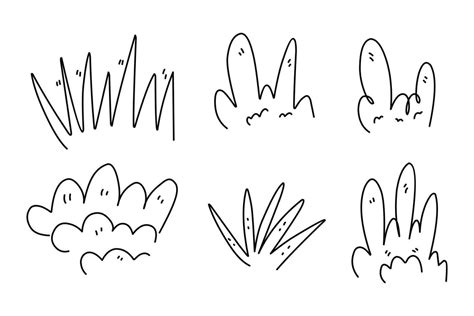 Hand Drawn Of Various Grass Line Art Set 36286850 Vector Art At Vecteezy