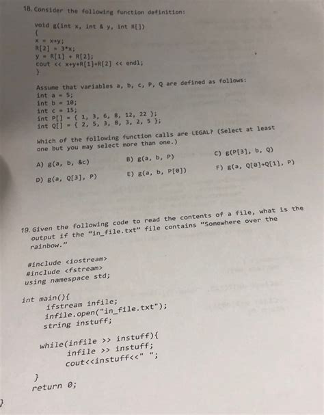 Solved 18 Consider The Following Function Definition Void