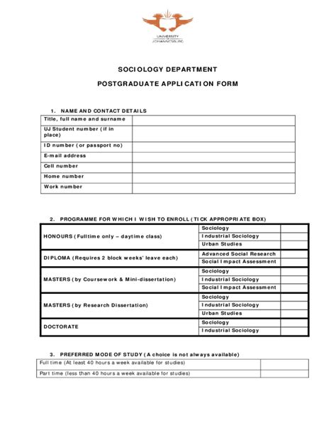 Fillable Online Sociology University Of Johannesburguniversity Of